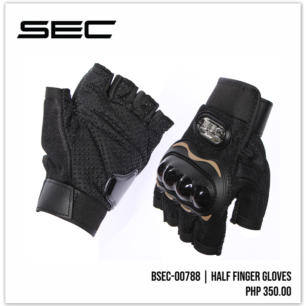 SEC Motorcycle Gloves Half Finger Gloves Black (M-XL) (DSEC-00788 ...
