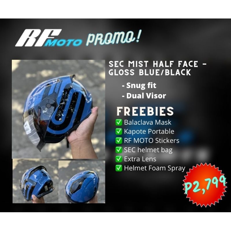 SEC REFLUX HALF FACE DUAL VISOR HELMET WITH FREEBIES! | Shopee Philippines