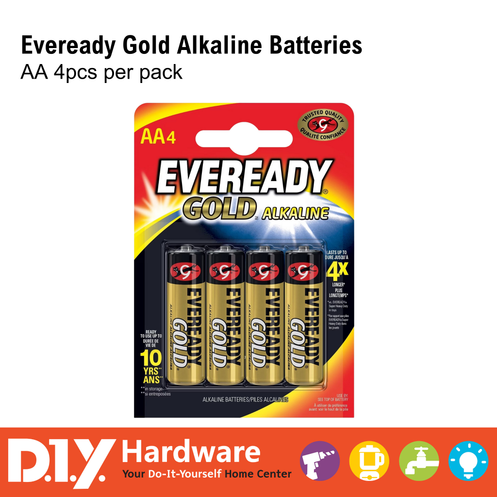 Eveready Gold Alkaline Batteries AA 4pcs per pack | Shopee Philippines