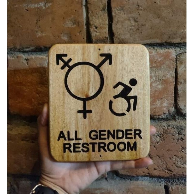 Wooden Rest Room Signage All Gender | Shopee Philippines