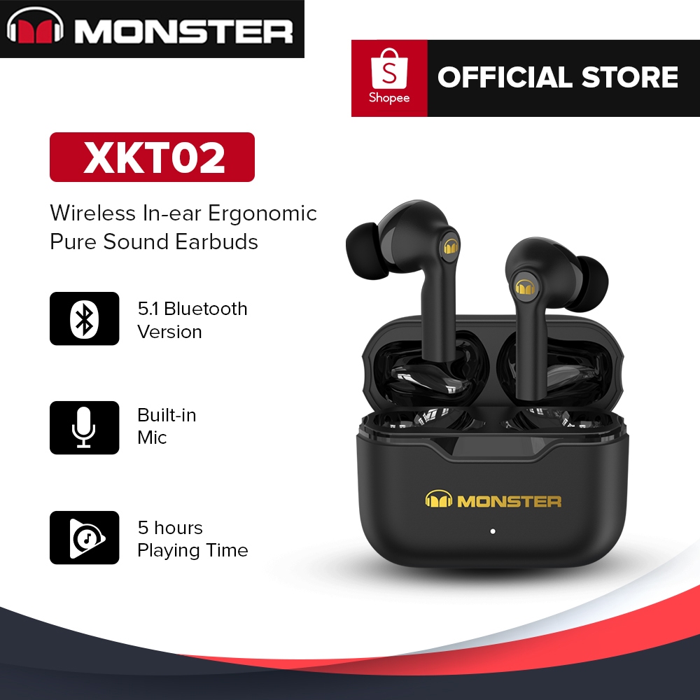 Monster XKT02 TWS Bluetooth Earphones Wireless Earbuds with Mic Noise ...