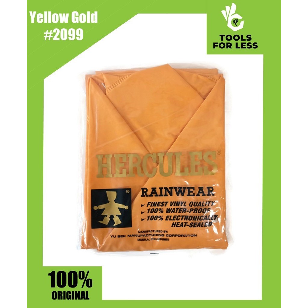 Hercules Heavy Gauge Kneelength Rainwear #2099 Yellow Gold | Shopee ...