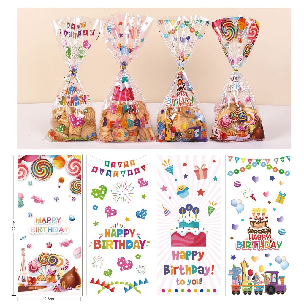 50pcs Birthday Candy Bag Giveaway Bag Plastic Gift Bag | Shopee Philippines