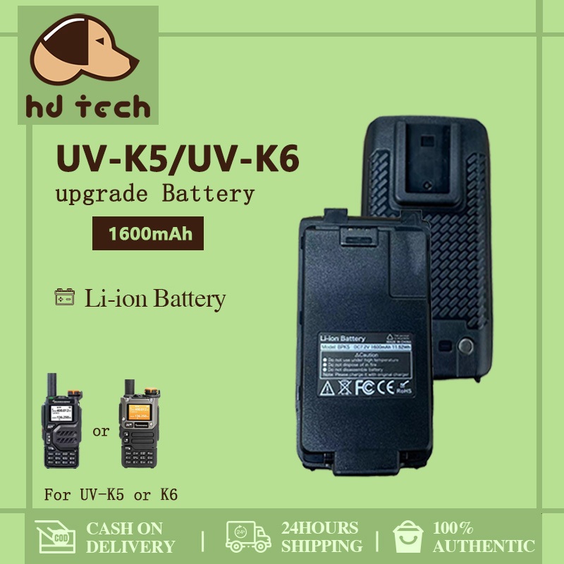 Original QuanSheng UV-K5 UV-K6 Walkie Talkie Upgrad Li-ion Battery Two Way Radio Spare Battery ...