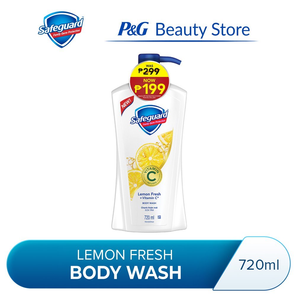 Safeguard Antibacterial Soap Body Wash Lemon Fresh with Vitamin C 720ml ...