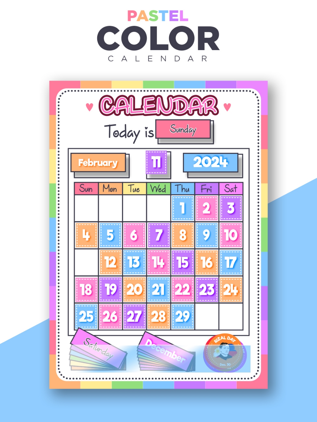 My Calendar Chart - Colorful pastel colors | Shopee Philippines
