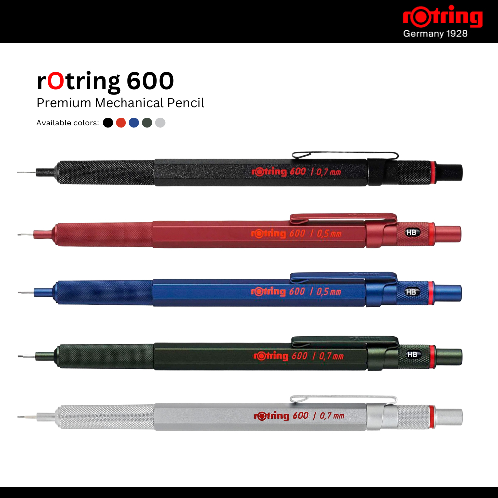 rOtring 600 Premiun Mechanical Pencil - Full metal, hexagonal body 0.5 ...