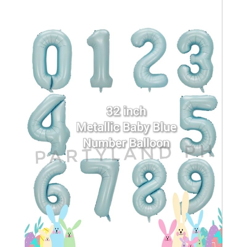 32inch Metallic Baby Blue Number Balloon Birthday Party Decoration ...