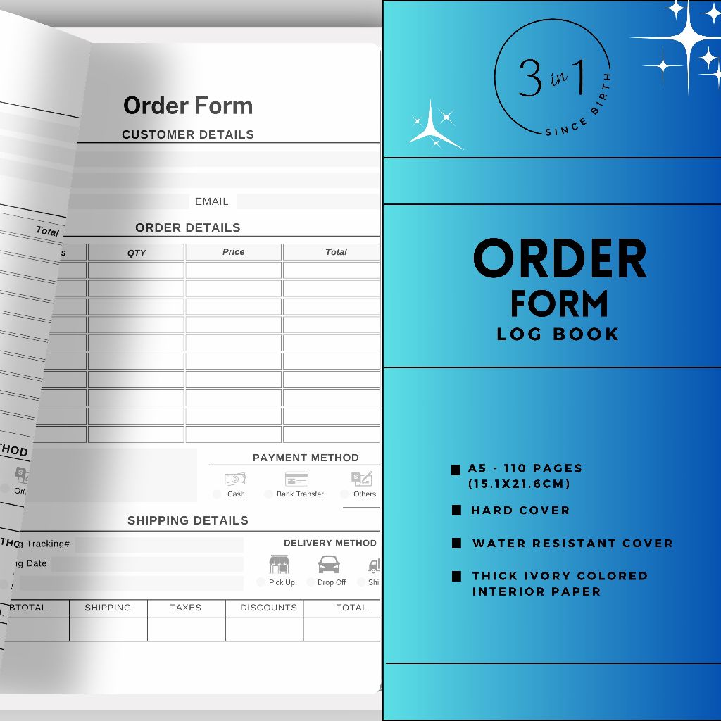 Order Form Record Book for your t-shirt, cake and other line of ...
