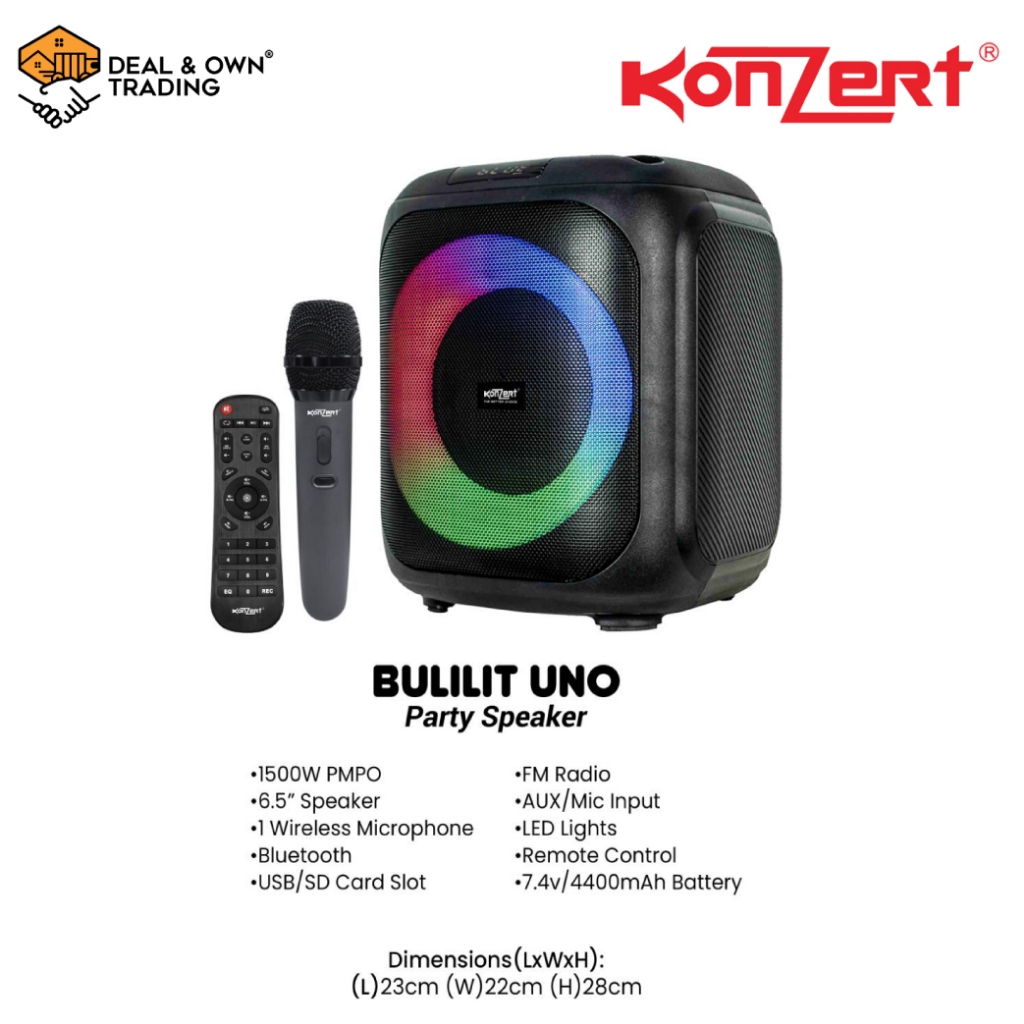 Konzert Bulilit Uno Speaker with wireless mic | Shopee Philippines