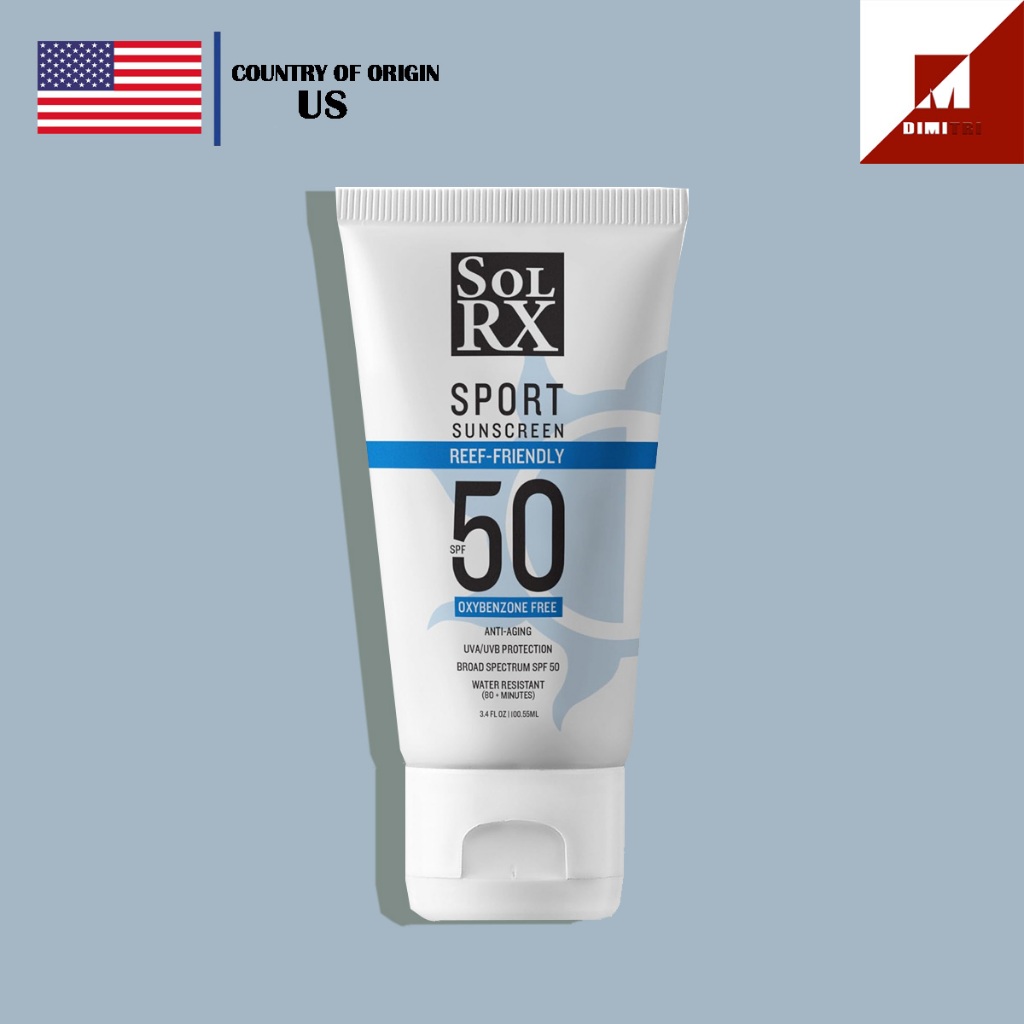 SolRX SPORT SPF 50 Sunscreen, Oxybenzone Free, Broad Spectrum UVA/UVB ...