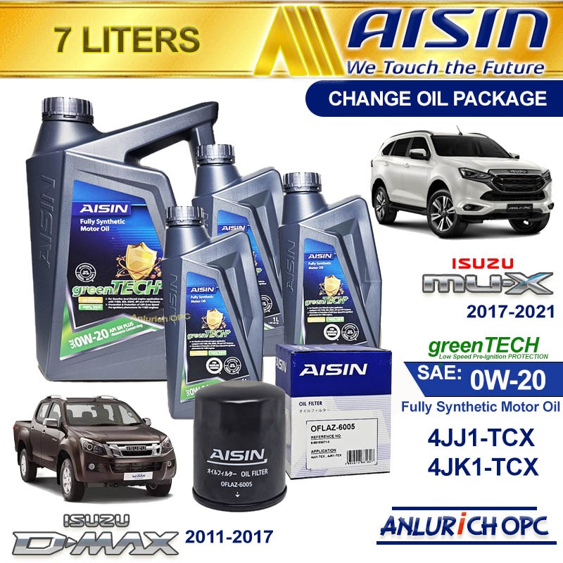 AISIN Change oil package Isuzu D-MAX MU-X 4JJ1 4JK1 C-529 OFLAZ-6005 ( 7 liters ) | Shopee ...
