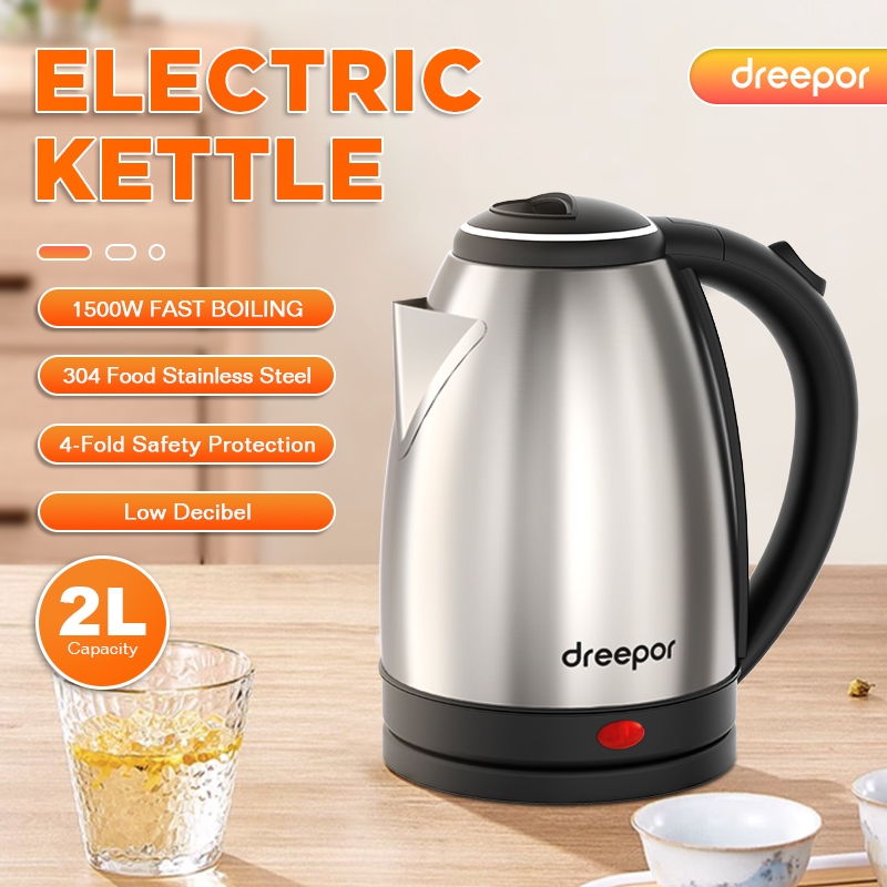 Dreepor 2L Electric Kettle Stainless Steel Water Kettle Hot kettle ...