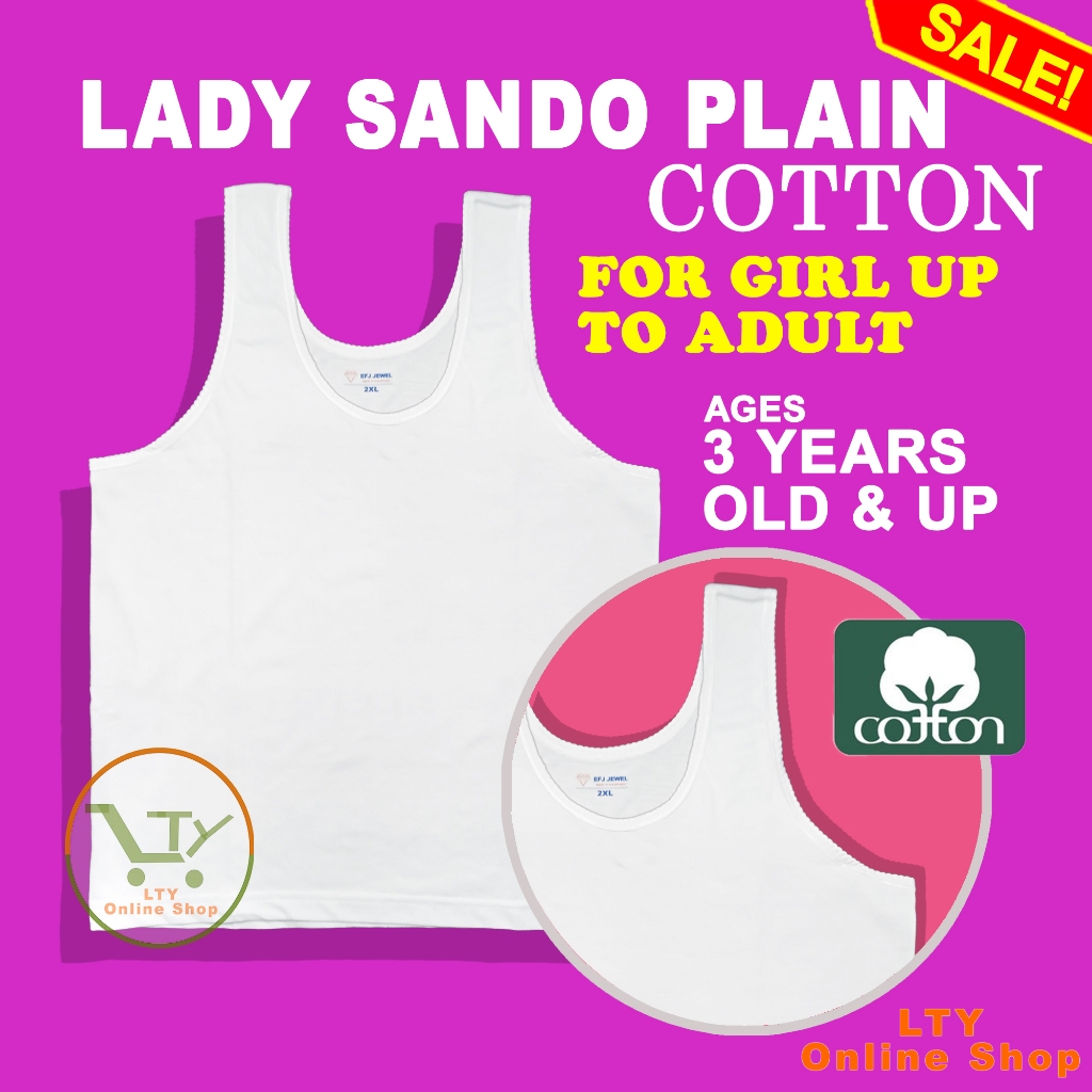 Lady Sando Plain Cotton (LSP) White for Kids Girls - Adult Ladies ...