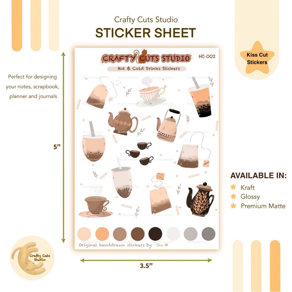 Hot Tea & Milk Tea Sticker Sheet - Hot and Cold Drinks HC-002 | Shopee ...