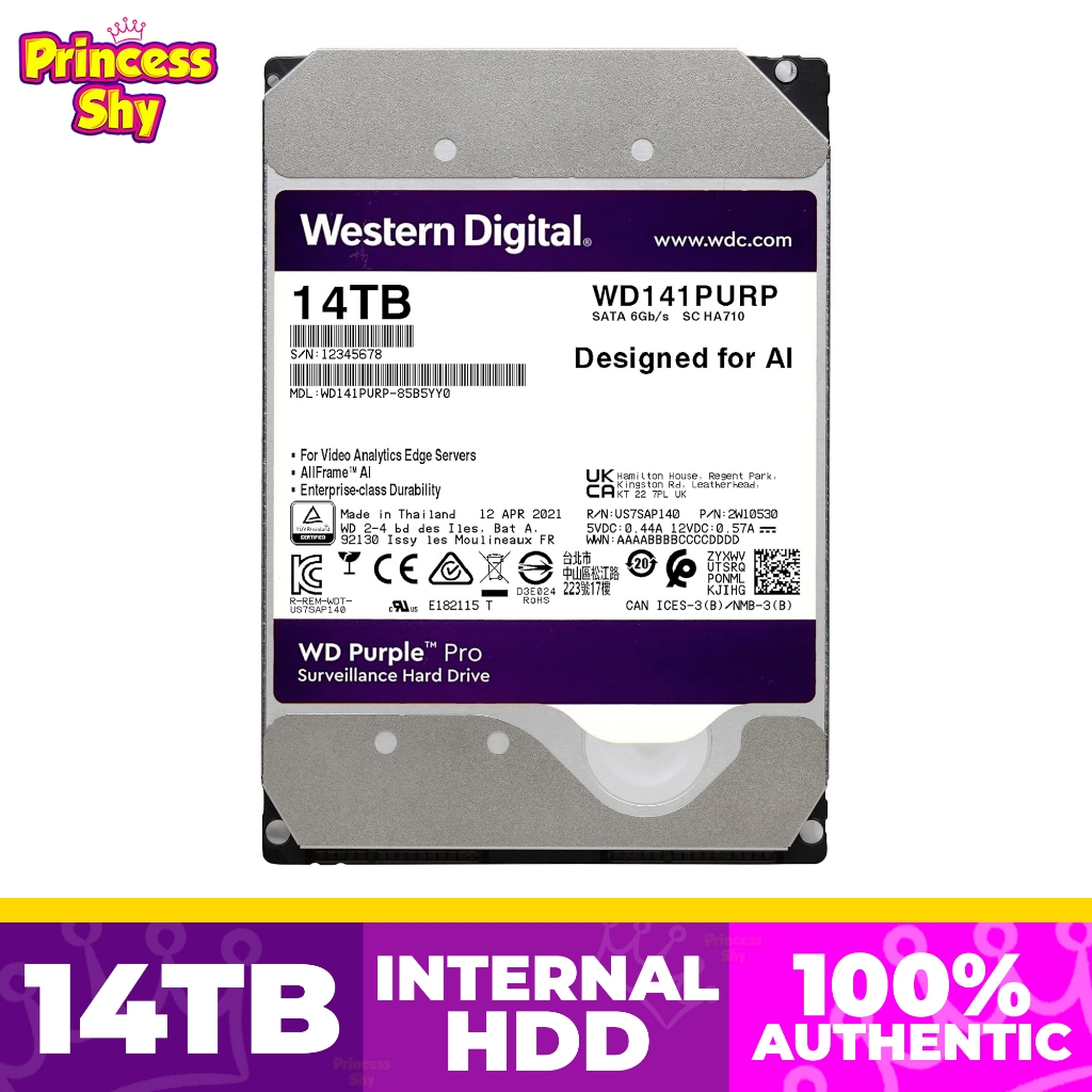 Western Digital WD Purple Pro 14TB Surveillance HDD WD141PURP Hard Disk ...