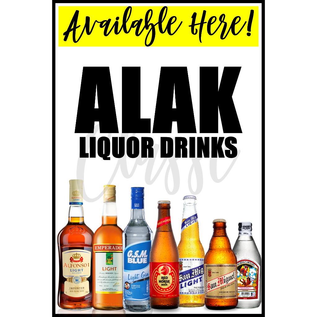 ALAK/COLD DRINKS/LIQUOR/SOFTDRINKS LAMINATED SIGNAGES A4 SIZE 180GSM ...