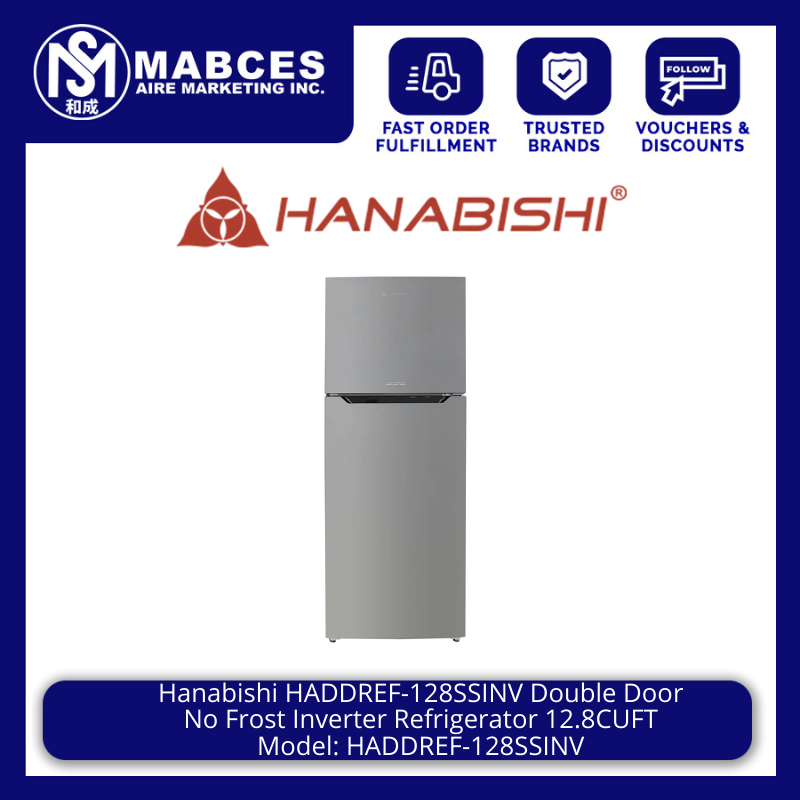 Hanabishi HADDREF-128SSINV 12.8CU FT Double Door No Frost Inverter ...