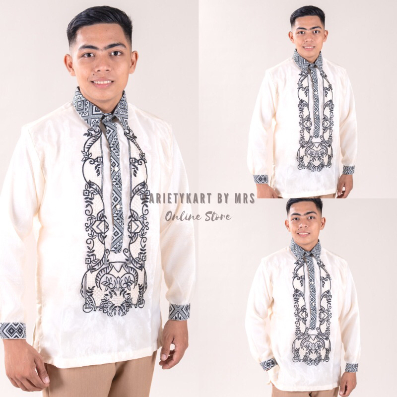 Men's Barong Tagalog with Ethnic Collar - Assorted Burda | Shopee ...