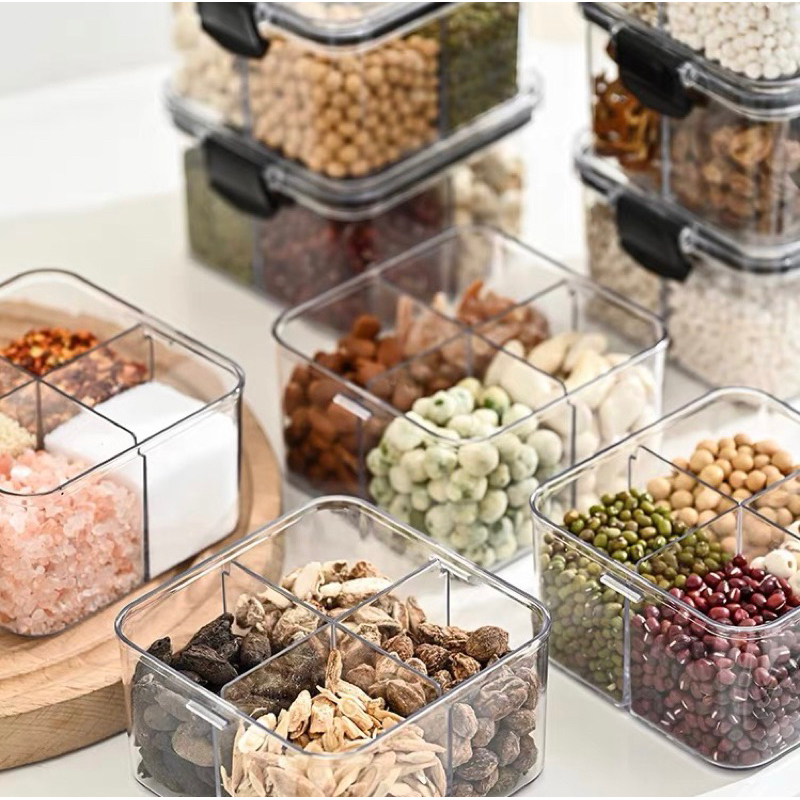 HIP Stackable Airtight Food Storage Container Square four-grid grain ...