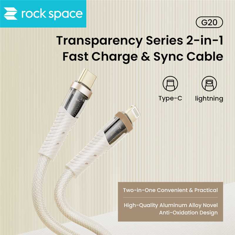 Rock Spacce G20 2-in-1 Fast Charge & Sync Cable Type C to Type C ...