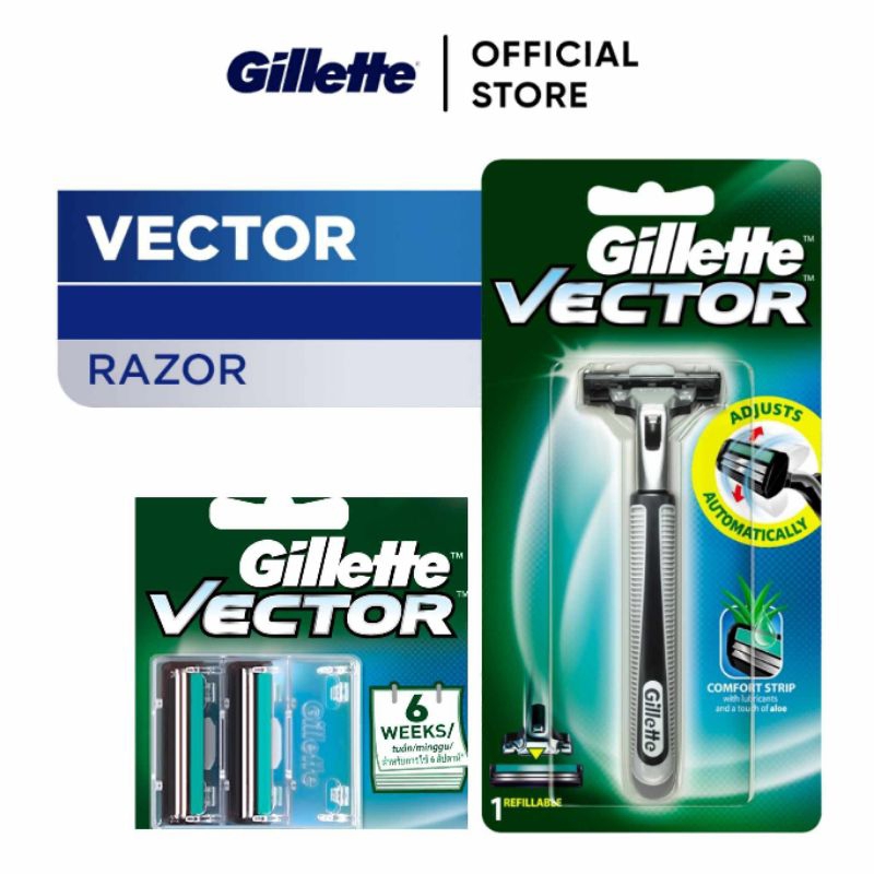 Gillette Vector Razor and Cartridges 2's | Shopee Philippines