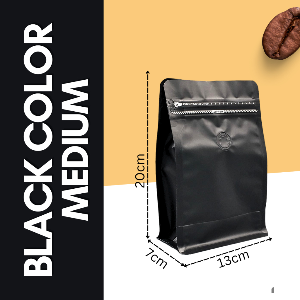 1pc Resealable Coffee Stand Up Pouch with Valve and Gusset Type Flat ...