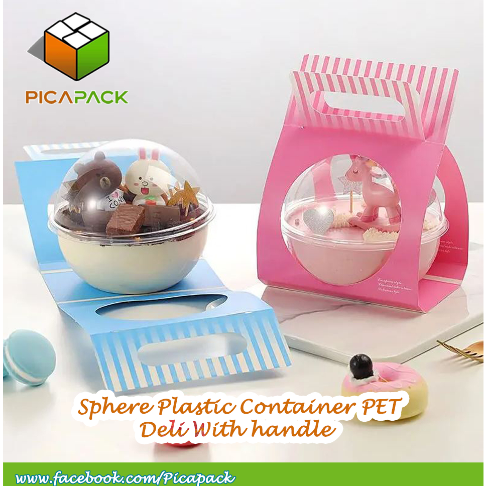 10pcs Sphere Plastic Container PET Deli With handle Mousse Tiramisu ...