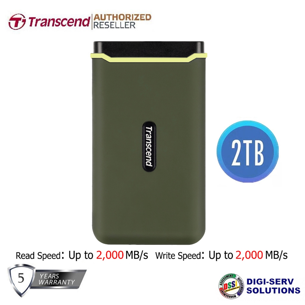 Transcend 2TB ESD380C USB 3.2 Gen 2x2 Portable SSD (Military Green ...