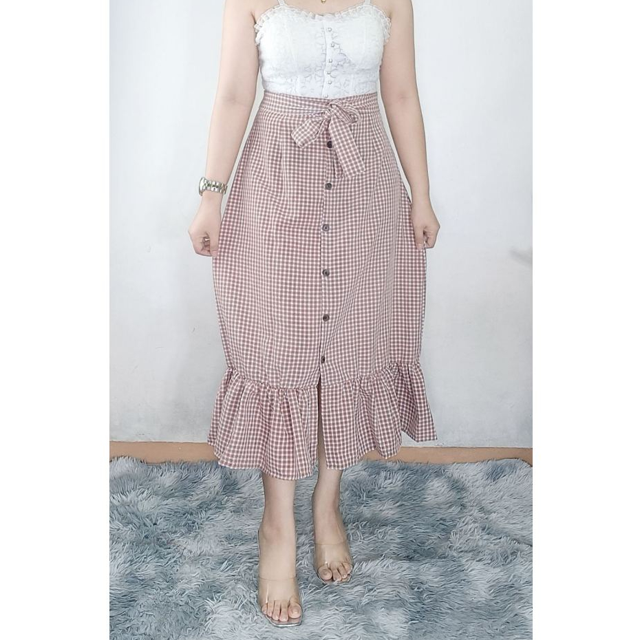 D&C - Ruffles Long Skirt with belt (fits 26 - 29 inches waistline ...