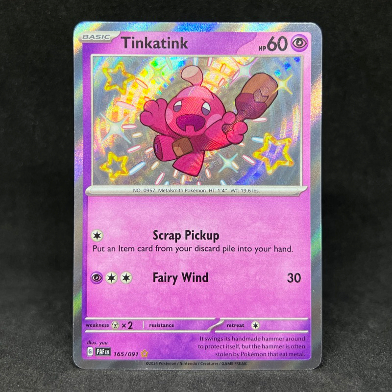 Pokemon TCG Shiny Tinkatink Holo Rare 165/091 2024 Scarlet & Violet ...