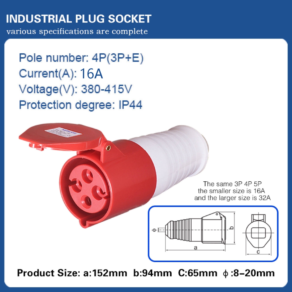 Electrical Industrial Plug and Socket 16A/32A 3P 4P 5P IP44 Waterproof Plug and Socket | Shopee ...