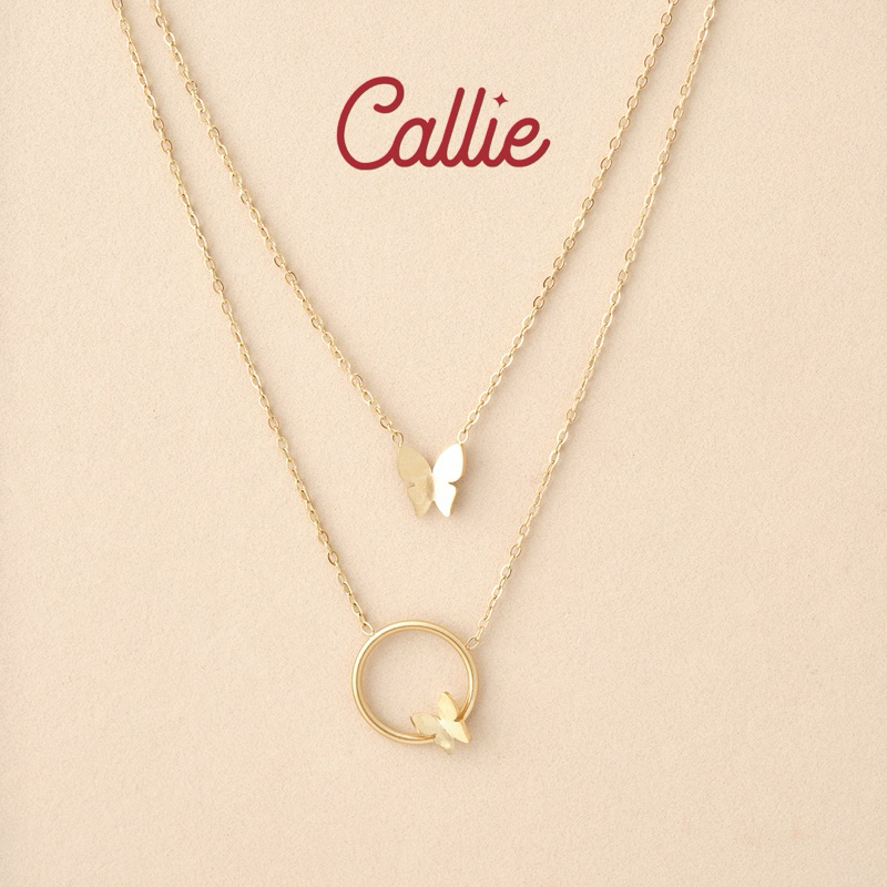 Callie Stainless Steel Ines Butterfly Layered Necklace Shop Callie ...