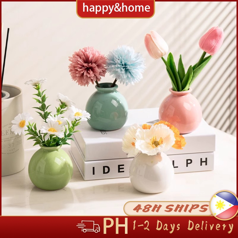 Pastel Round Ceramics Flower Vases Mini Hydroponic Vase Desk Vase Plant ...