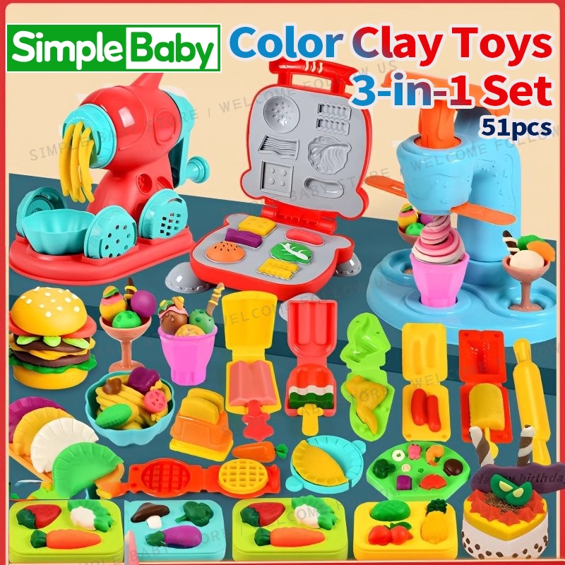 Clay Mold Tool Set Toy Plasticine play dough Clay DIY kitchen Toy Gift ...