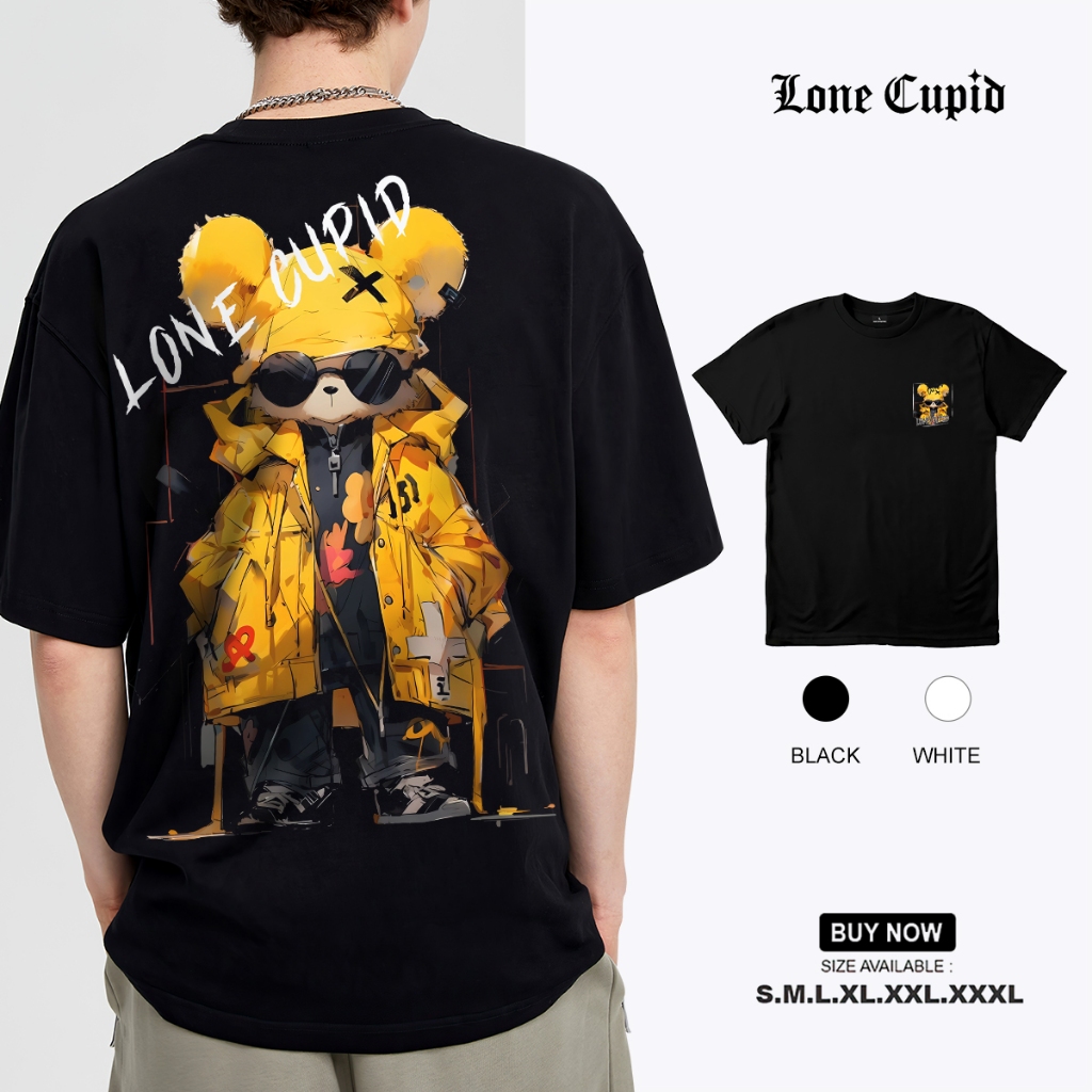T007 lone cupid Cartoon bear oversize pattern casual cotton clothing ...