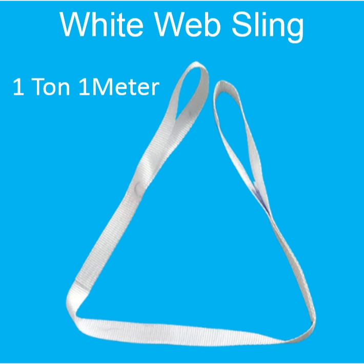Toyu 1 Ton 1-6 Meters White Lifting Belt White Web Sling W/ Double ...