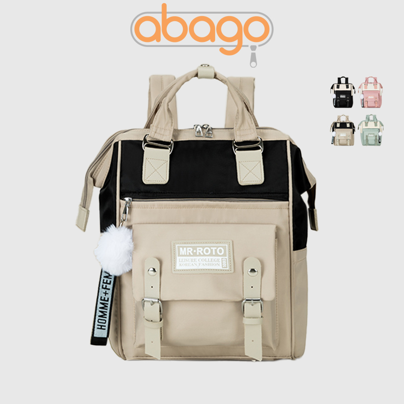 ABAGO Korean fashion Backpack For Women 14 inch nylon waterproof High School Bags | Shopee ...