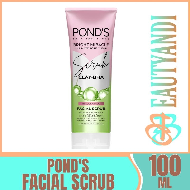 PONDS Ulitimate Pore Clear Facial Scrub Bright Miracle CLAY BHA Scrub ...