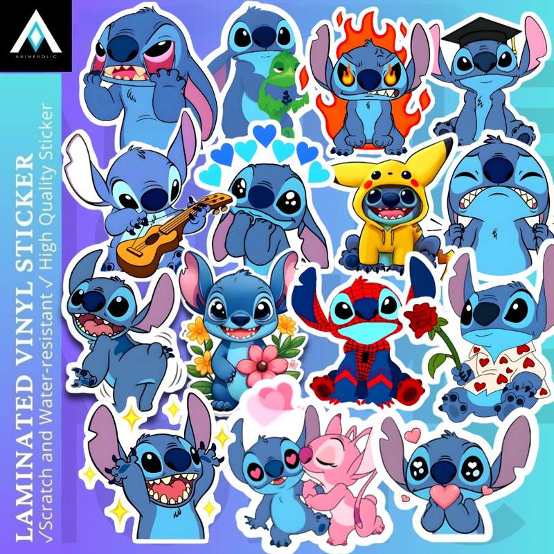 STITCH CUTE CARTOON LAMINATED VINYL STICKERS ~ ANIMEHOLIC | Shopee ...