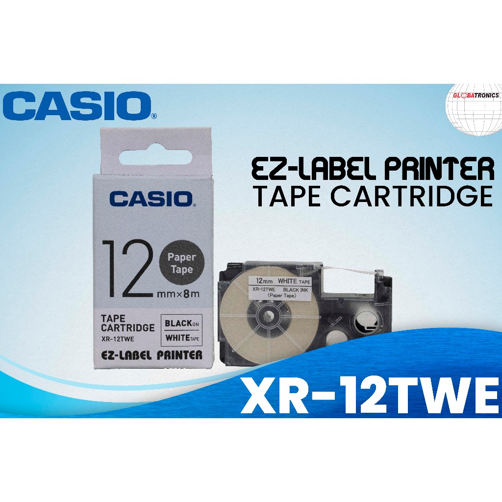 CASIO Label Tape Black Ink on White Color Tape 12mm | Shopee Philippines