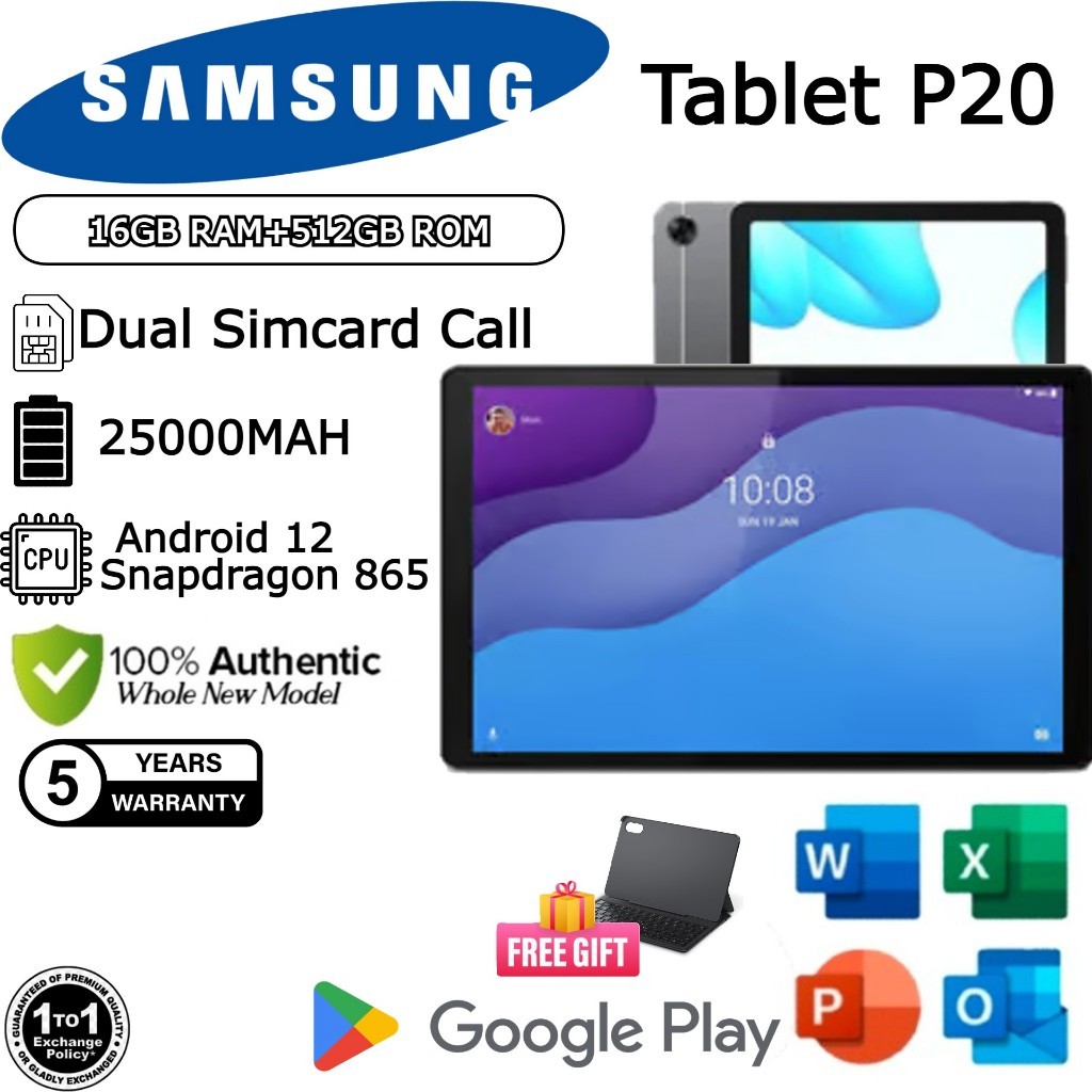 2024 Samsung P20 5G Tablet, 12" Display, Ideal for Learning, 16GB+512GB. Perfect for Online ...