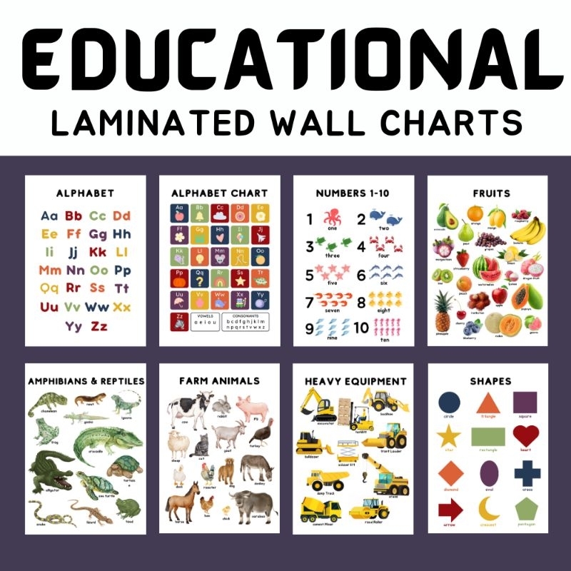 A3 Big Educational Wall Charts Laminated Charts for Kids and Toddlers ...