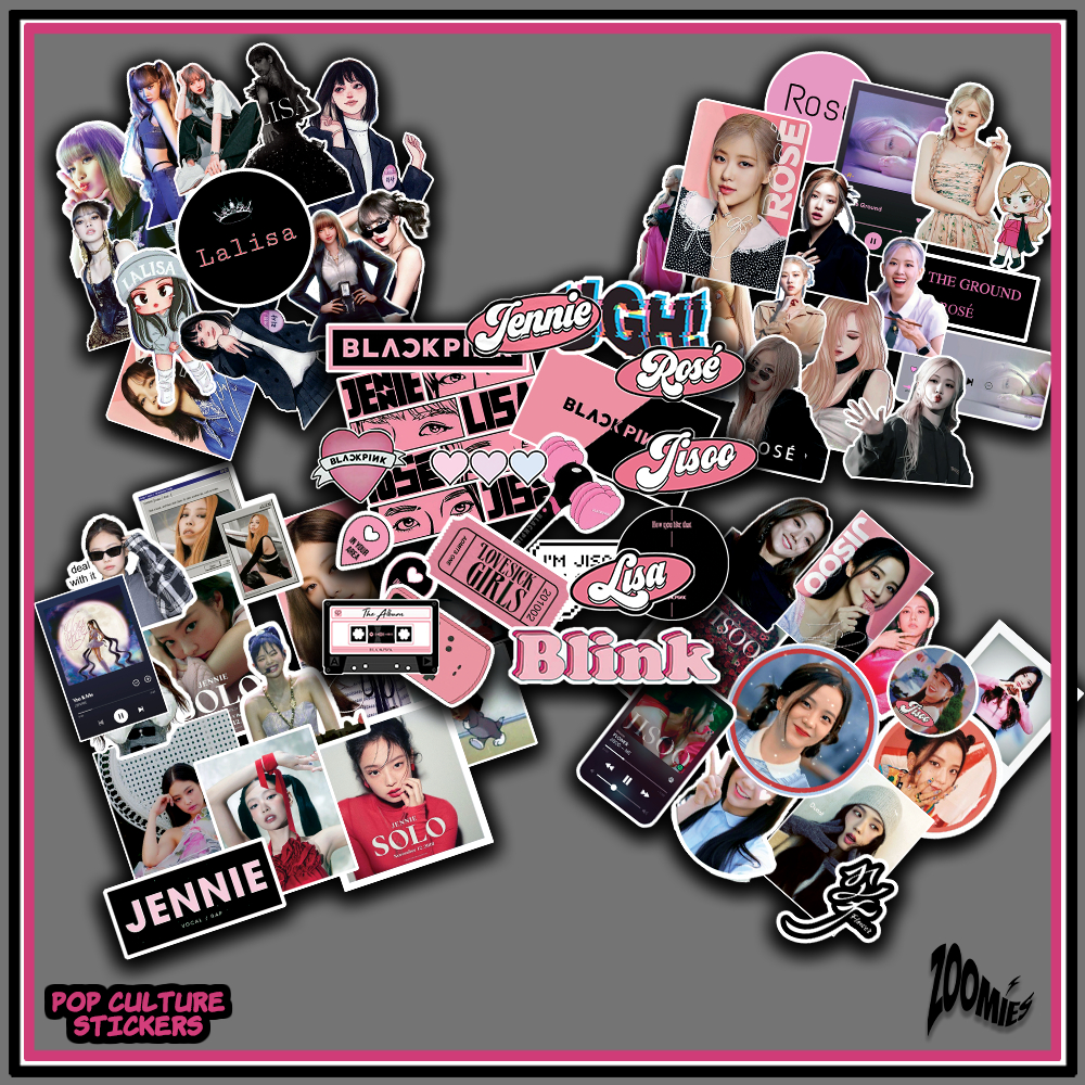 KPOP - Black Pink Cute Sticker Pack (10pcs) Tumbler.Helmet.Laptop Vinyl ...