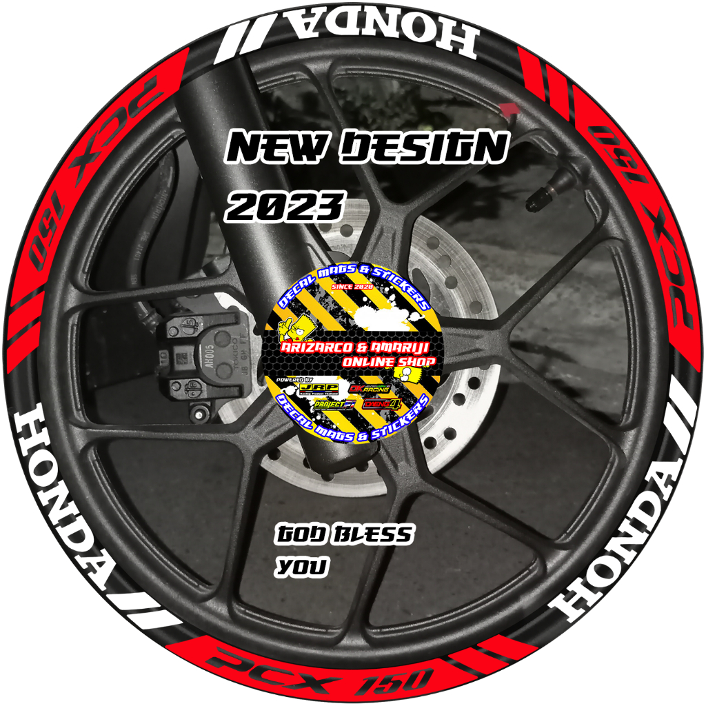 HONDA PCX 150 CUT OUT MAGS STICKER DECALS (SET FOR 2 WHEELS FRONT AND ...