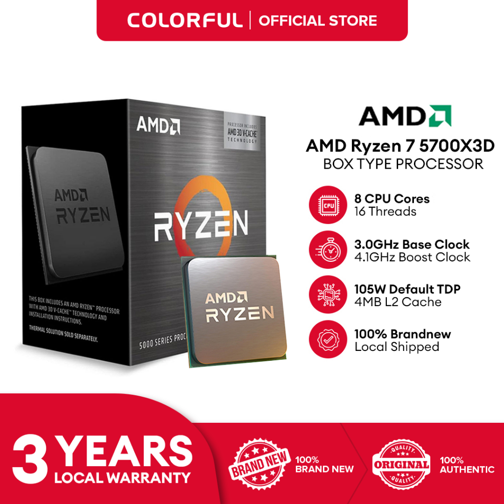 AMD Ryzen 7 5700X | 5700X3D Boxed Desktop Processor (w/o Stock CPU Cooler) | Shopee Philippines
