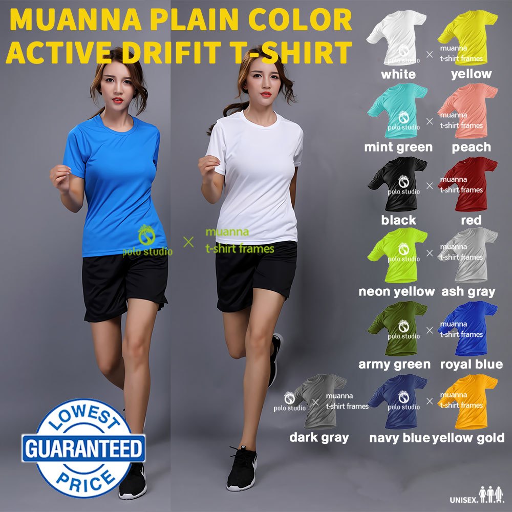 Muanna Unisex active drifit t shirt for Women RoundNeck plain LIGHT PINK white black peach color ...