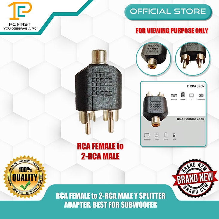 PC FIRST RCA FEMALE to 2-RCA MALE Y SPLITTER ADAPTER, BEST FOR ...