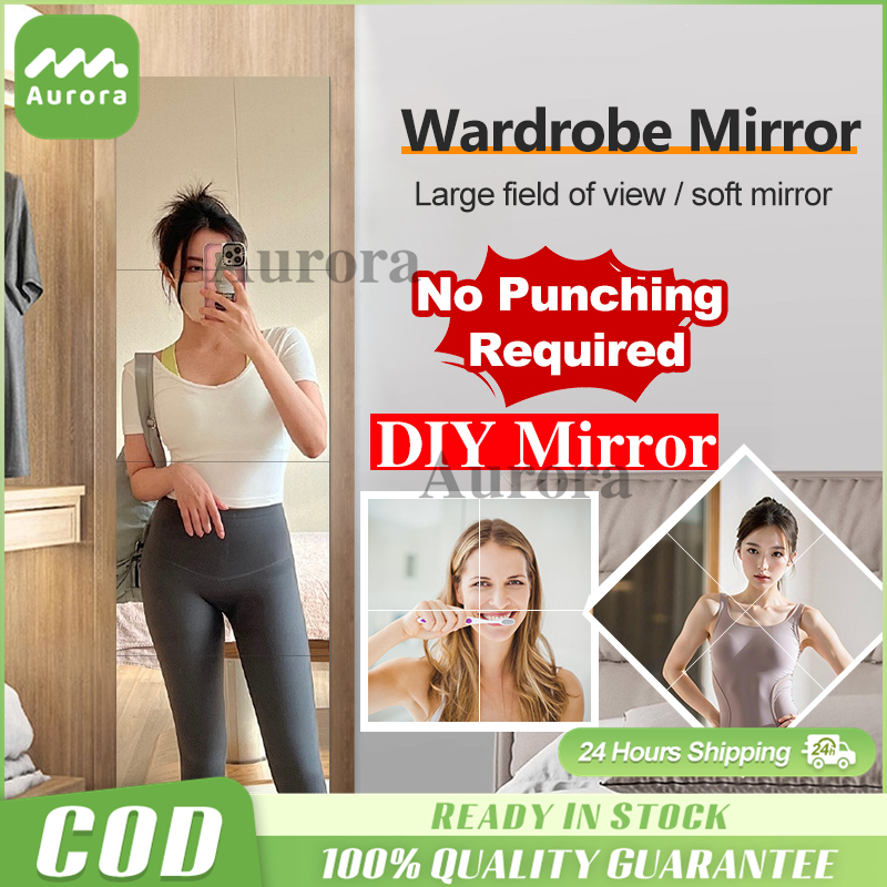 Home HD Full Body Mirror Self Adhesive Stitching DIY Mirror Whole Body ...