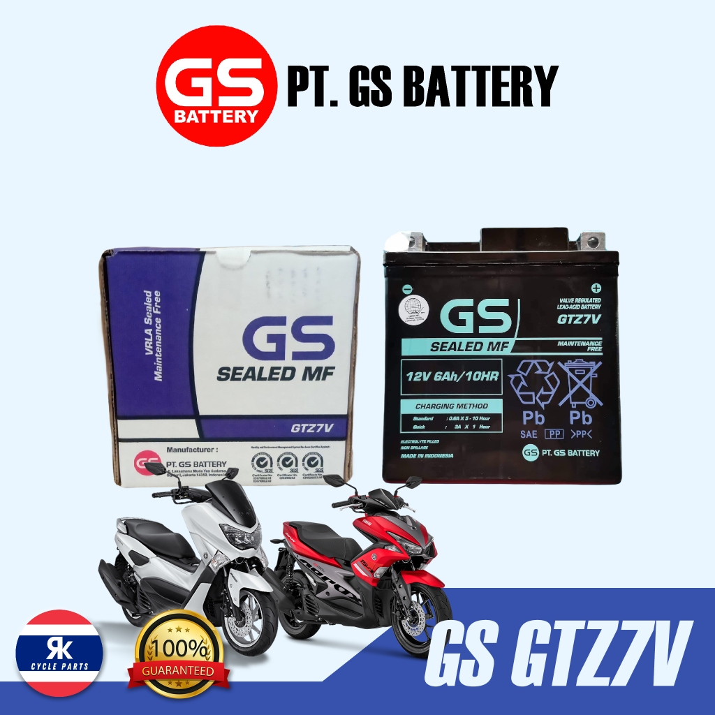 GS Battery GTZ7V Maintenance Free for Aerox v1, Nmax v1, XTZ 125, Vespa ...